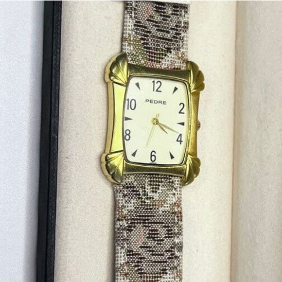 Pedre Accessories Nib Vintage Pedre Ladies Watch Gold Tone Tapestry Paisley Band New Battery